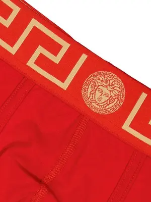 Versace Greca Border Long Boxers - Red