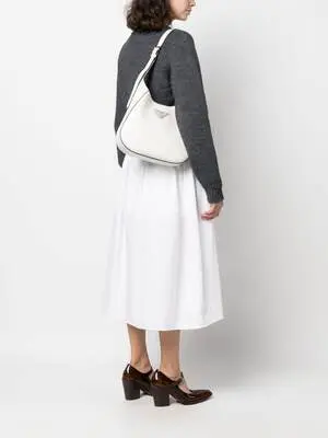 Prada Triangle-logo Leather Shoulder Bag - White