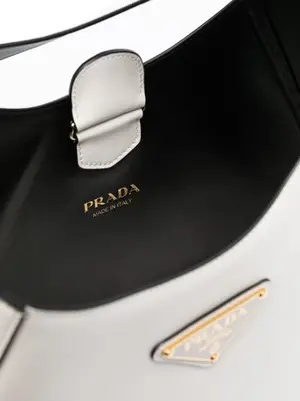 Prada Triangle-logo Leather Shoulder Bag - White