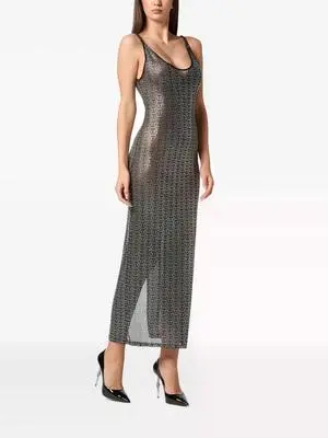 Philipp Plein Crystal-monogram Maxi Dress