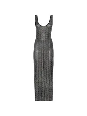 Philipp Plein Crystal-monogram Maxi Dress - Black