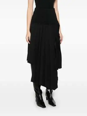 Rokh Pleated Midi Skirt - Black