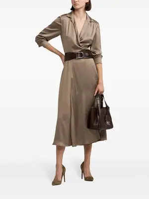 Ralph Lauren Washed Charmeuse Shirt Dress - Brown