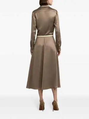 Ralph Lauren Washed Charmeuse Shirt Dress - Brown