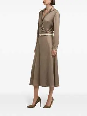 Ralph Lauren Washed Charmeuse Shirt Dress - Brown