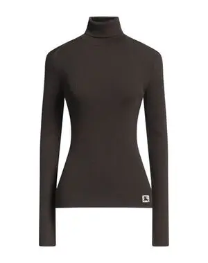 Burberry Ribbed Turtleneck Long Sleeve Top - Dark Brown