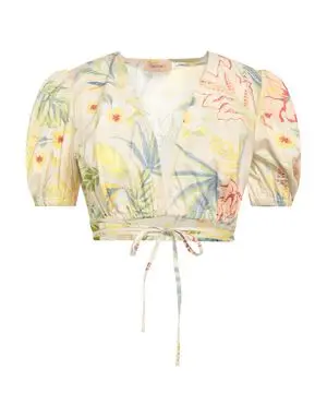 TWINSET Floral-print Cotton Top - Beige
