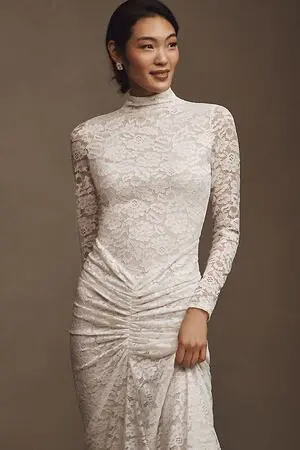 Ronny Kobo Ruched Lace Maxi Dress - Ivory