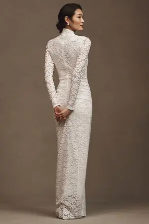 Ronny Kobo Ruched Lace Maxi Dress - Ivory