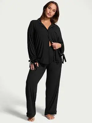 Victoria's Secret Modal Soft Velvet-trim Long Pajama Set