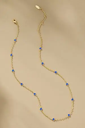 Anthropologie Ty Clover Chain Necklace - Blue