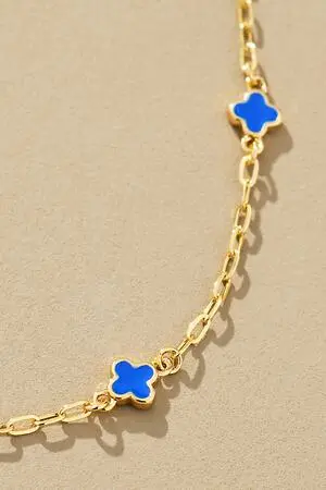 Anthropologie Ty Clover Chain Necklace - Blue