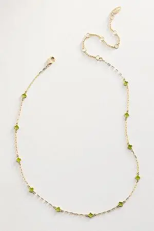 Anthropologie By Anthropologie Ty Clover Chain Necklace Chartreuse