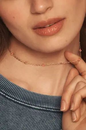 Anthropologie By Anthropologie Ty Clover Chain Necklace Coral