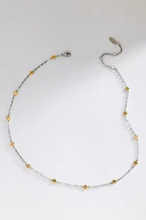Anthropologie Ty Clover Chain Necklace - Gold & Silver