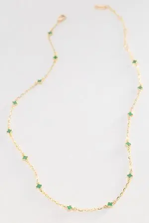 Anthropologie Ty Clover Chain Necklace - Grass
