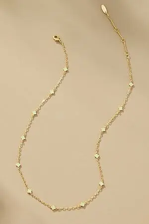 Anthropologie By Anthropologie Ty Clover Chain Necklace Guacamole