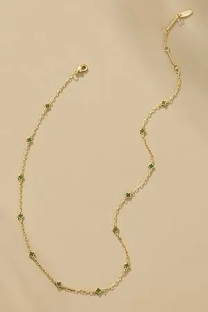 Anthropologie By Anthropologie Ty Clover Chain Necklace Khaki