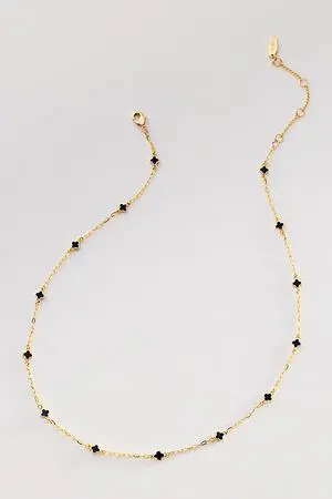 Anthropologie By Anthropologie Ty Clover Chain Necklace Navy