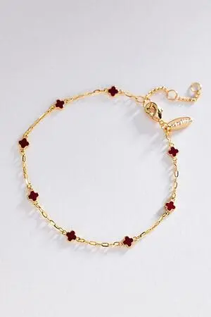 Anthropologie Ty Clover Chain Necklace - Red Berry