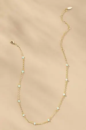 Anthropologie By Anthropologie Ty Clover Chain Necklace Sky