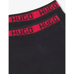 Hugo Logo-trim Stretch-cotton Ankle Socks