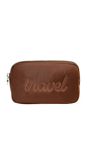 Stoney Clover Lane Travel Embroidered Small Pouch - Brown