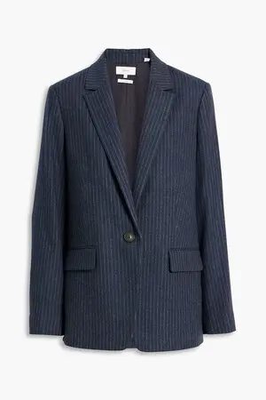 Vince Pinstriped Woven Blazer - Navy