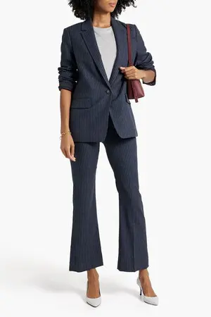 Vince Pinstriped Woven Blazer - Navy
