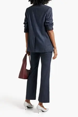 Vince Pinstriped Woven Blazer - Navy