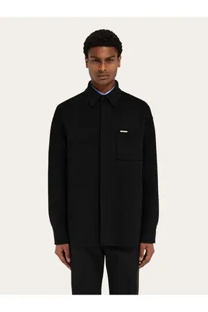 FERRAGAMO Cashmere-blend Overshirt - Black