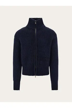 FERRAGAMO Knitted Virgin Wool Blouson - Black