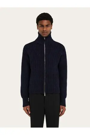FERRAGAMO Knitted Virgin Wool Blouson - Black