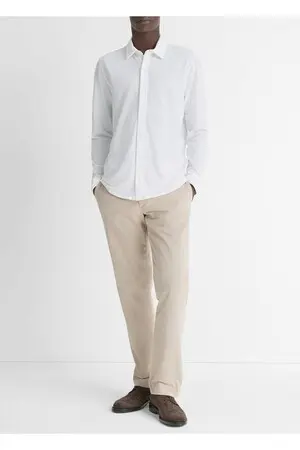 Vince Cotton Piqué Button-Front Shirt - White