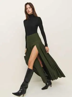 REFORMATION Nancy Maxi Skirt Fern
