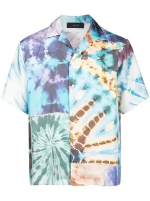 Amiri Tie Dye Patchwork Silk Shirt