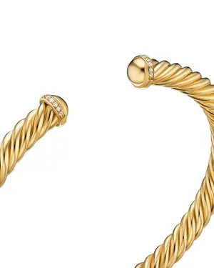 David Yurman 18k Yellow Cable Cuff Bracelet With Diamonds - Gold