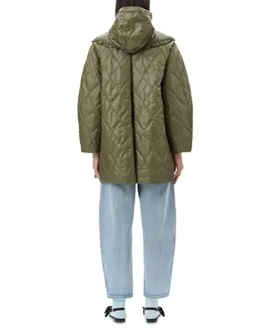 GANNI Shiny Quilted Midi Jacket