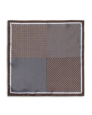 Eton Four Sided Silk Pocket Square Off White/brown