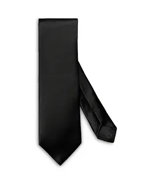 Eton Solid Satin Neck Tie - Black