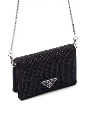 Prada Crystal-embellished Satin Card Holder - Black