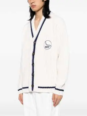 Kiton Logo Patched Wool Cardigan