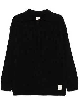 Emporio Armani Ribbed Knit Polo Shirt - Black