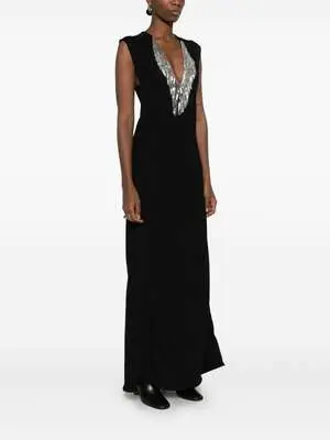 JIL SANDER Fringed-mesh Maxi Dress