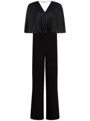 Karl Lagerfeld Pleated Cape Jumpsuit - Black