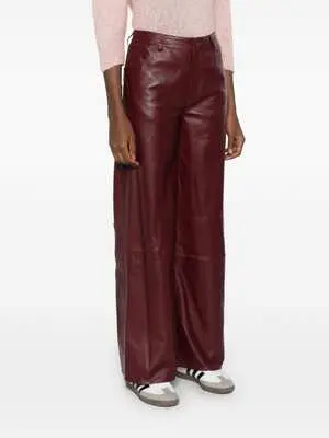 Loulou De Saison Figari Wide-leg Lambskin Trousers - Red