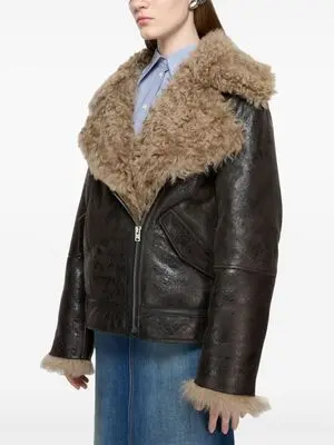 Acne Studios Shearling Leather Jacket - Black