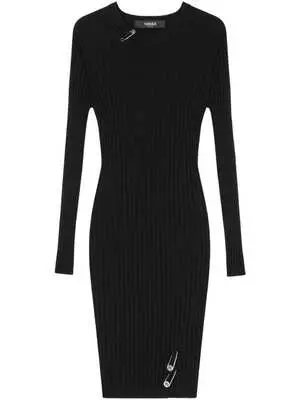 Versace Safety Pin Ribbed-knit Mini Dress