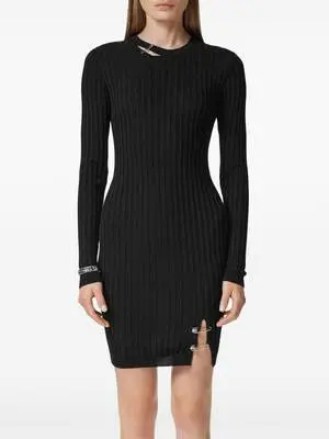 Versace Safety Pin Ribbed-knit Mini Dress