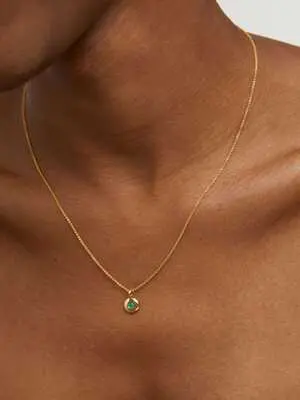 Monica Vinader 18kt Recycled Vermeil Birthstone Emerald Pendant Necklace - Gold
